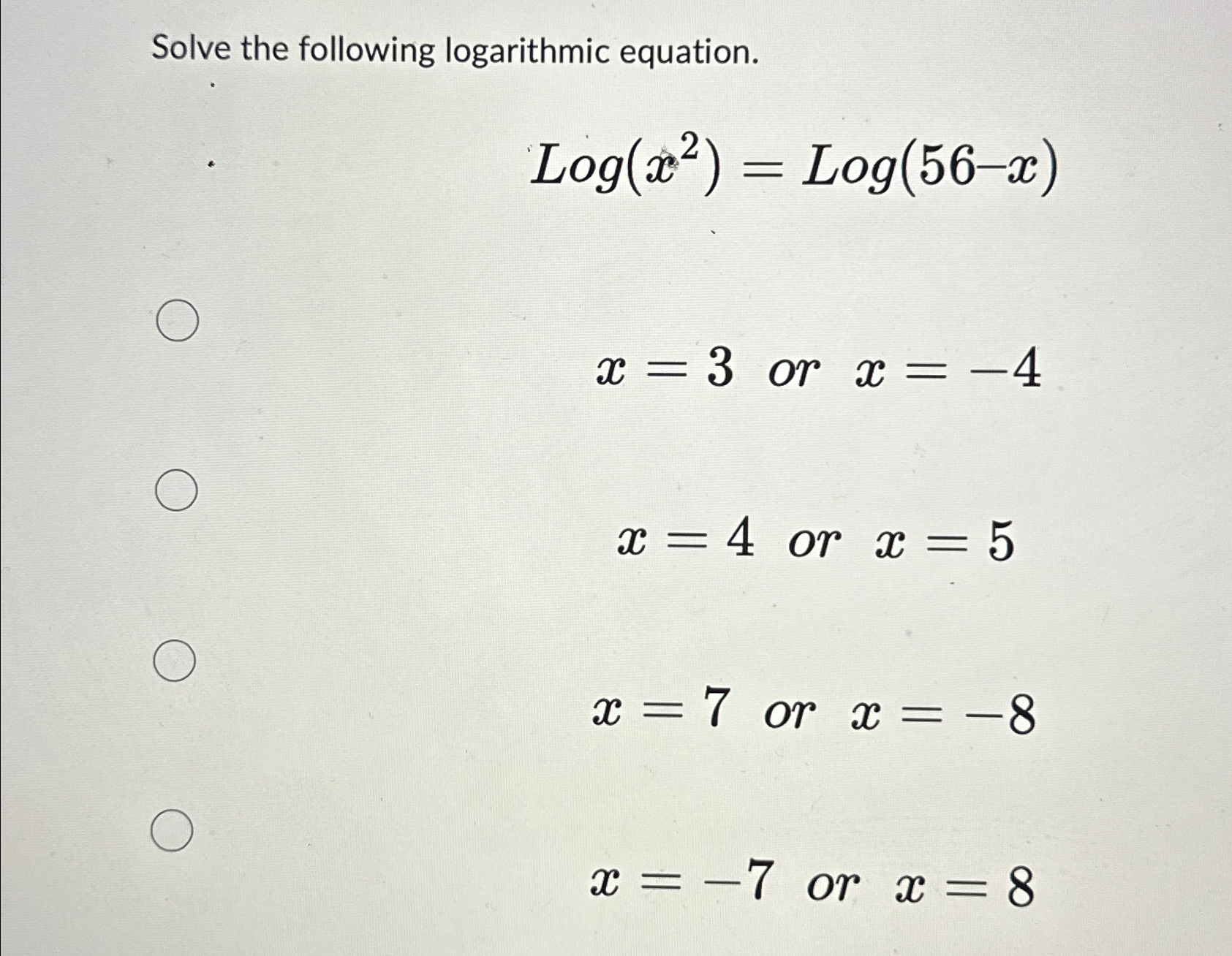 Solved Solve the following logarithmic | Chegg.com