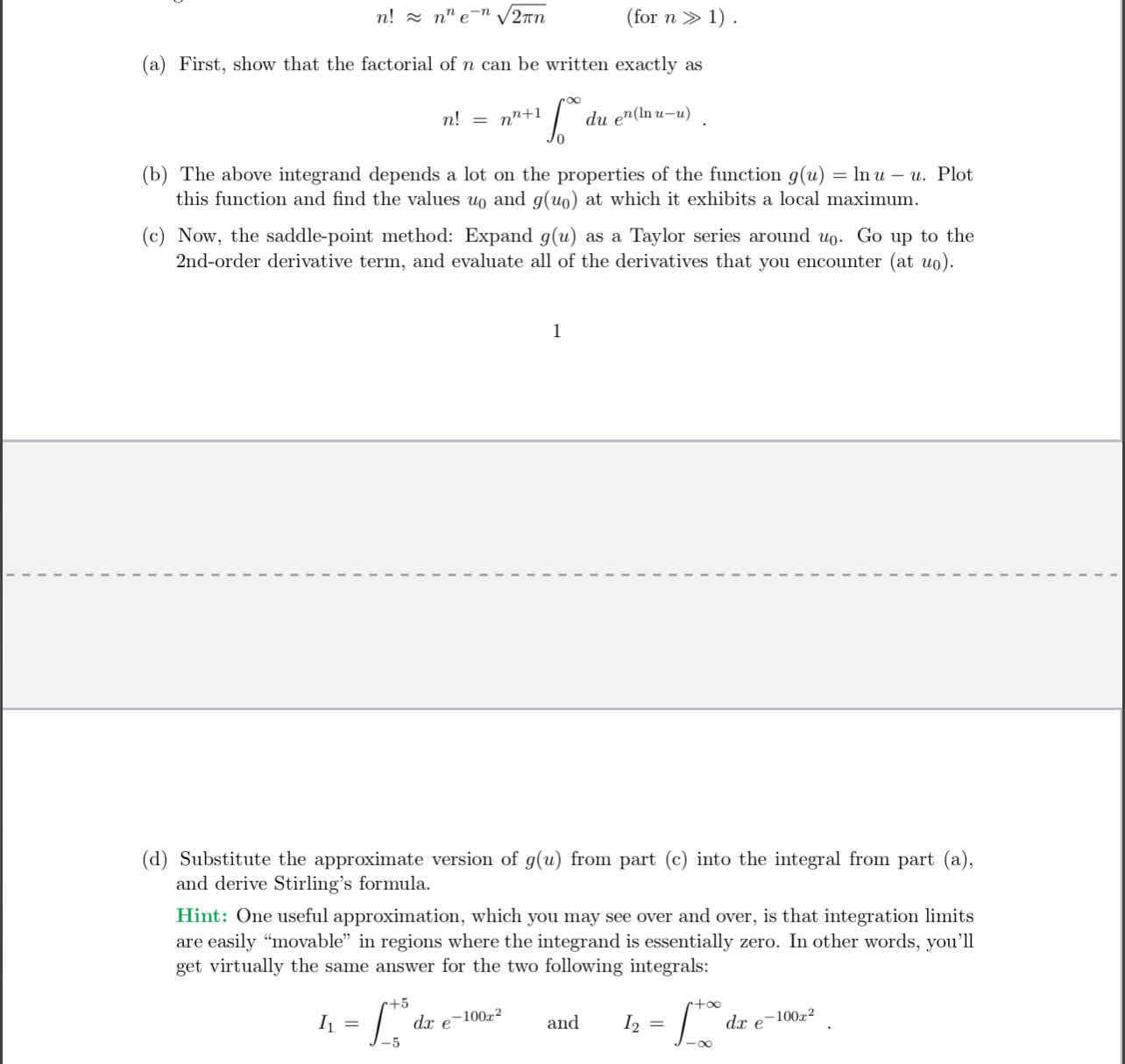 Solved (d) ﻿Substitute the approximate version of g(u) ﻿from | Chegg.com