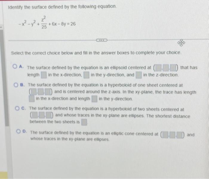 Solved Identify the surface defined by the following | Chegg.com