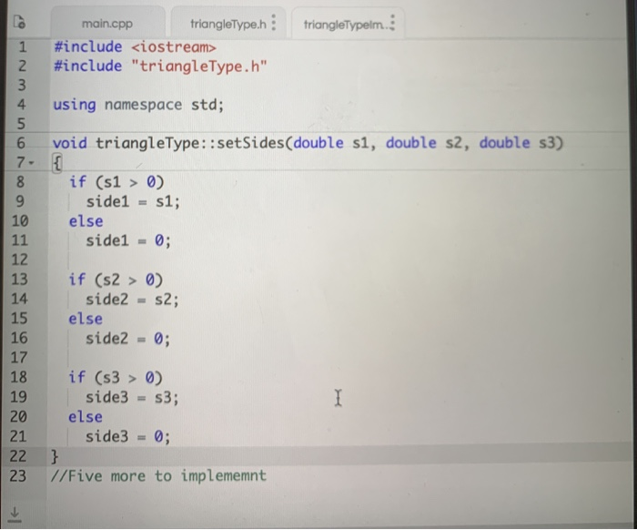 Solved Create a triangleType class that include 3 double | Chegg.com
