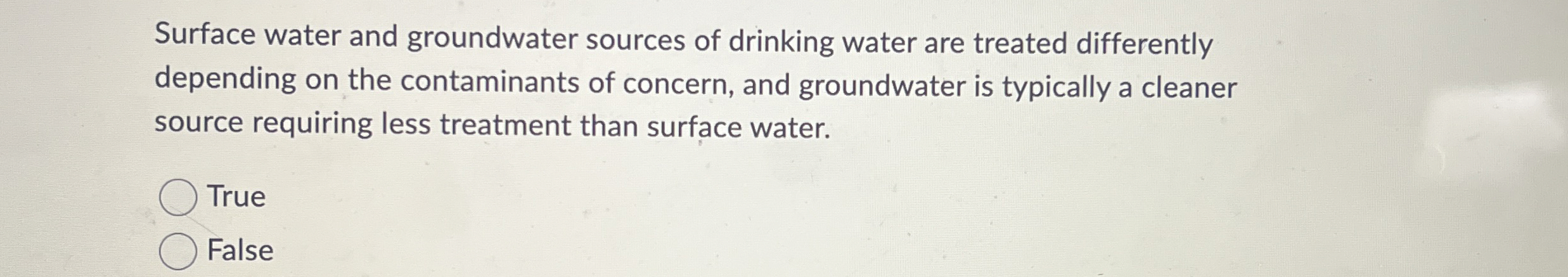 Solved Surface water and groundwater sources of drinking | Chegg.com