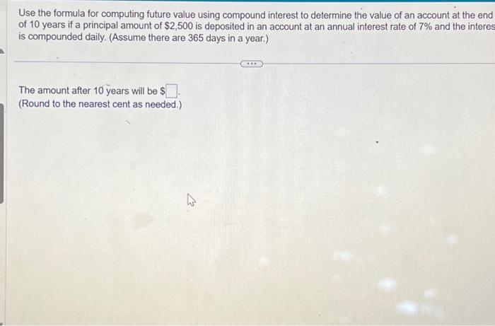 Solved Use the formula for computing future value using | Chegg.com