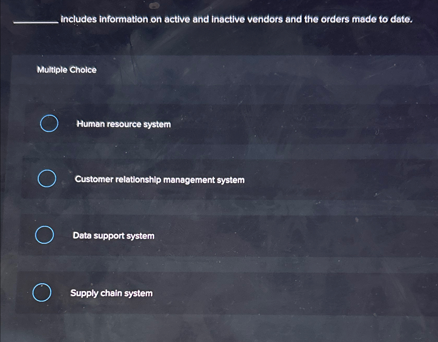 Solved includes information on active and inactive vendors | Chegg.com