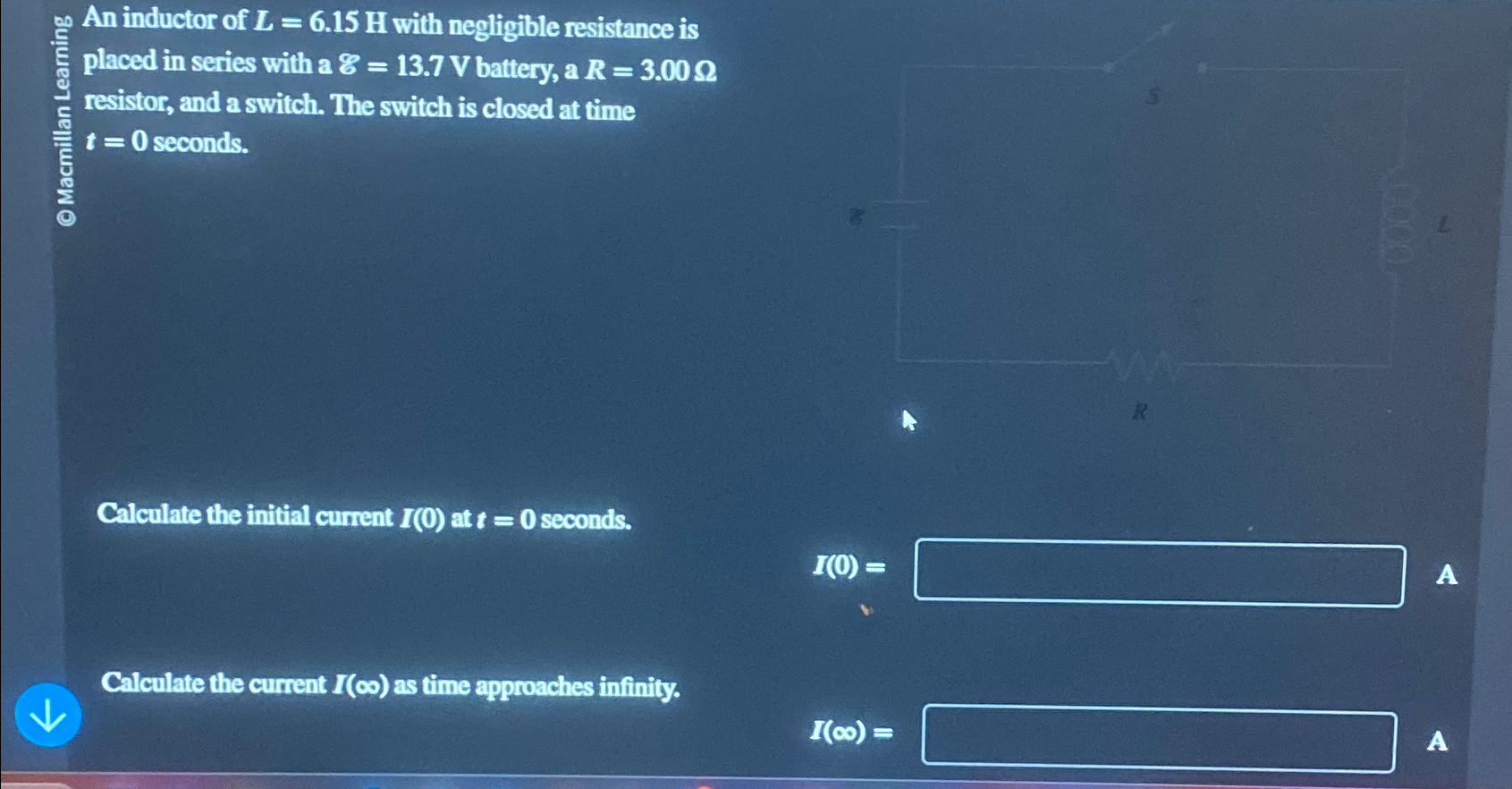 Solved placed in series with a E=13.7V ﻿battery, a R=3.00Ω | Chegg.com