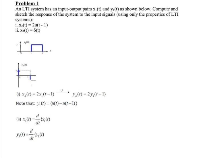 Solved Problem 1 An LTI system has an input-output pairs | Chegg.com