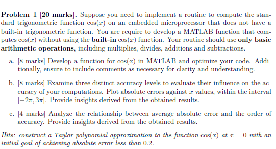 Solved Problem 1 [20 ﻿marks]. ﻿Suppose you need to implement | Chegg.com