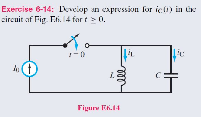 Solved Exercise 6-14: Develop an ﻿expression for iC(t) in | Chegg.com