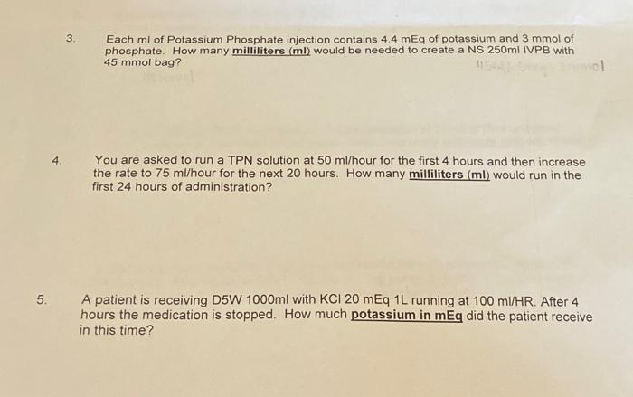 Solved 3 Each ml of Potassium Phosphate injection contains | Chegg.com