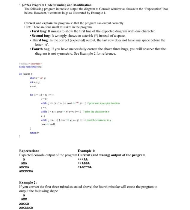 Solved 3. (25%) Program Understanding and Modification The | Chegg.com