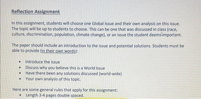 Solved Reflection Assignment In this assignment, students | Chegg.com