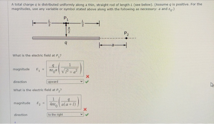 Solved A total charge q is distributed uniformly along a | Chegg.com