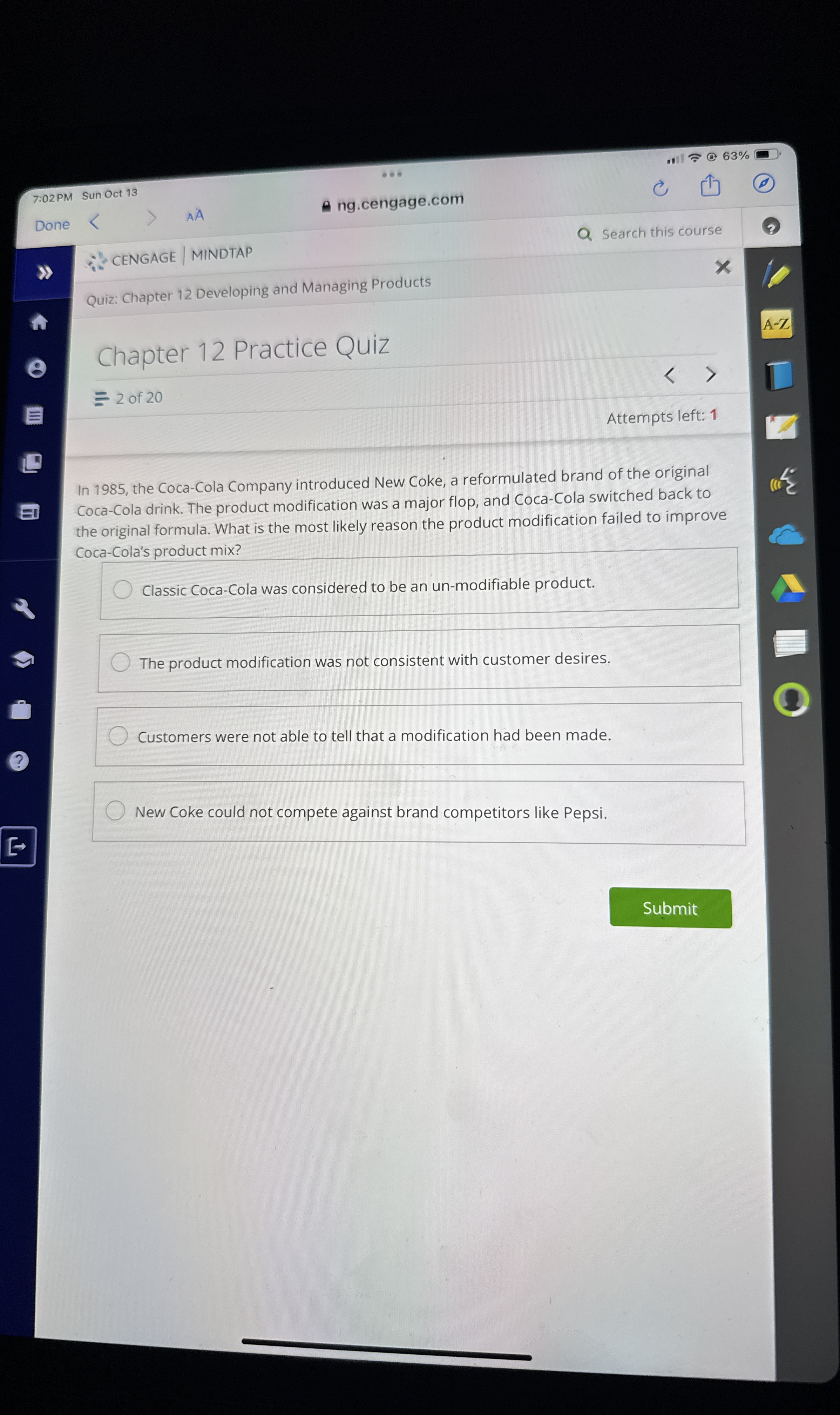 Solved In 1985, ﻿the Coca-Cola Company introduced New Coke, | Chegg.com