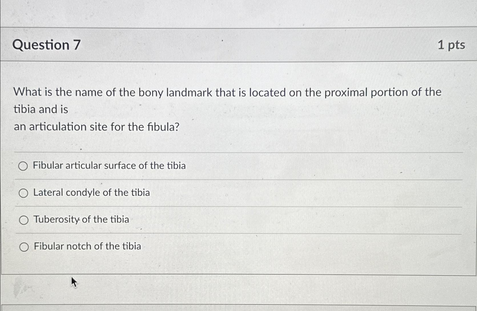 Solved Question 71 ﻿ptsWhat is the name of the bony landmark | Chegg.com