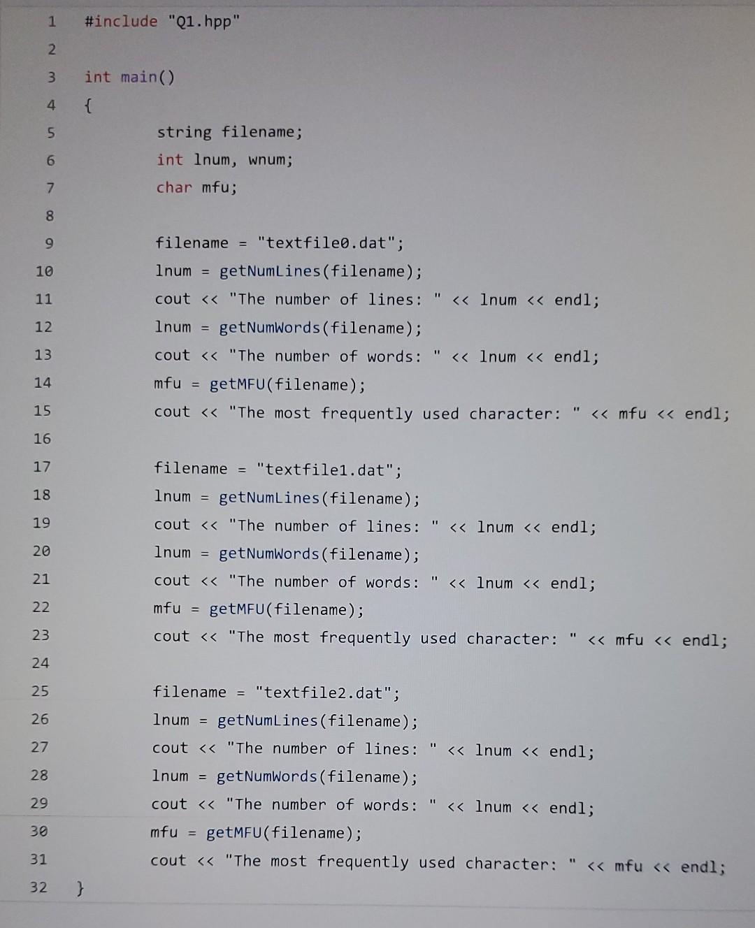 Solved Make a program that counts the number of lines and | Chegg.com