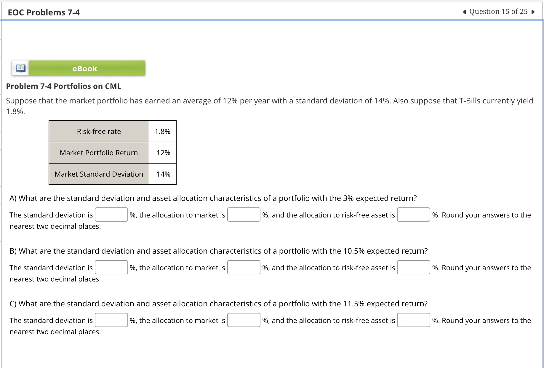 Solved EOC Problems 7-4Question 15 ﻿of 25eBookProblem 7-4 | Chegg.com