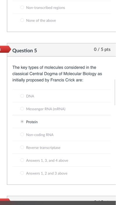 t Non-transcribed regions None of the above Question | Chegg.com