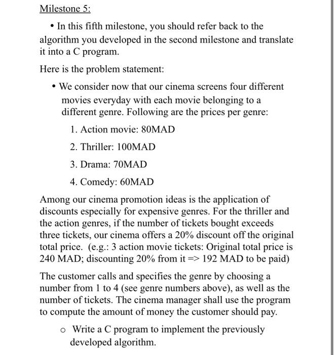 Solved Milestone 5: - In this fifth milestone, you should | Chegg.com