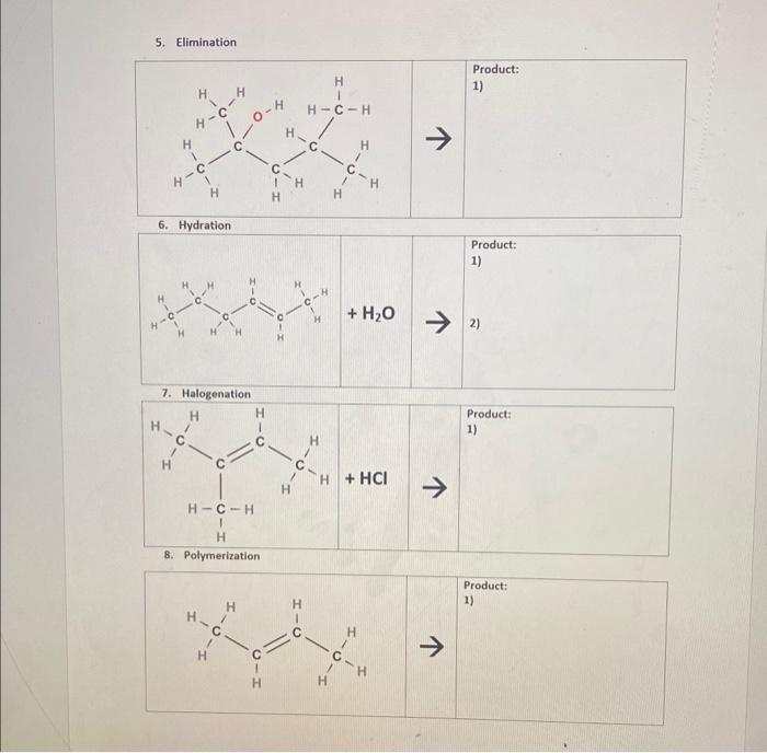 Solved 5. Elimination 6. Hydration | Chegg.com