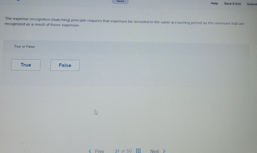 Solved SavedHelpSave & ExitSubminThe expense recognition | Chegg.com