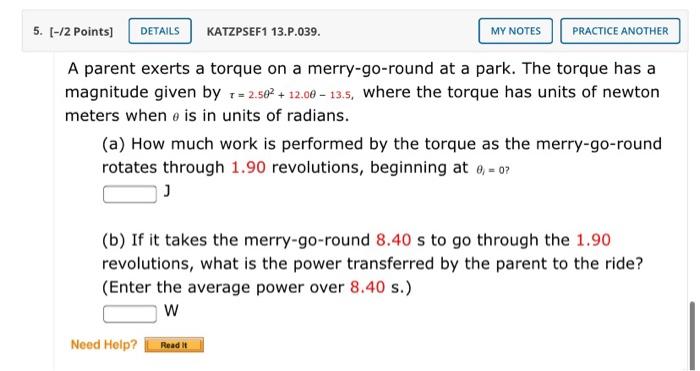 Solved 5. [-12 Points) DETAILS KATZPSEF1 13.P.039. MY NOTES | Chegg.com Solved 5. [-12 Points) DETAILS KATZPSEF1 13.P.039. MY NOTES | Chegg.com