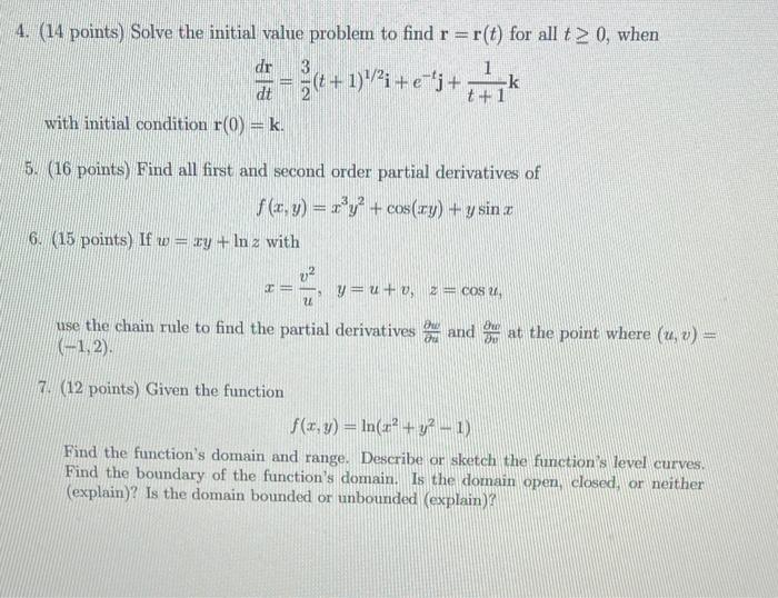 Solved 4. (14 points) Solve the initial value problem to | Chegg.com
