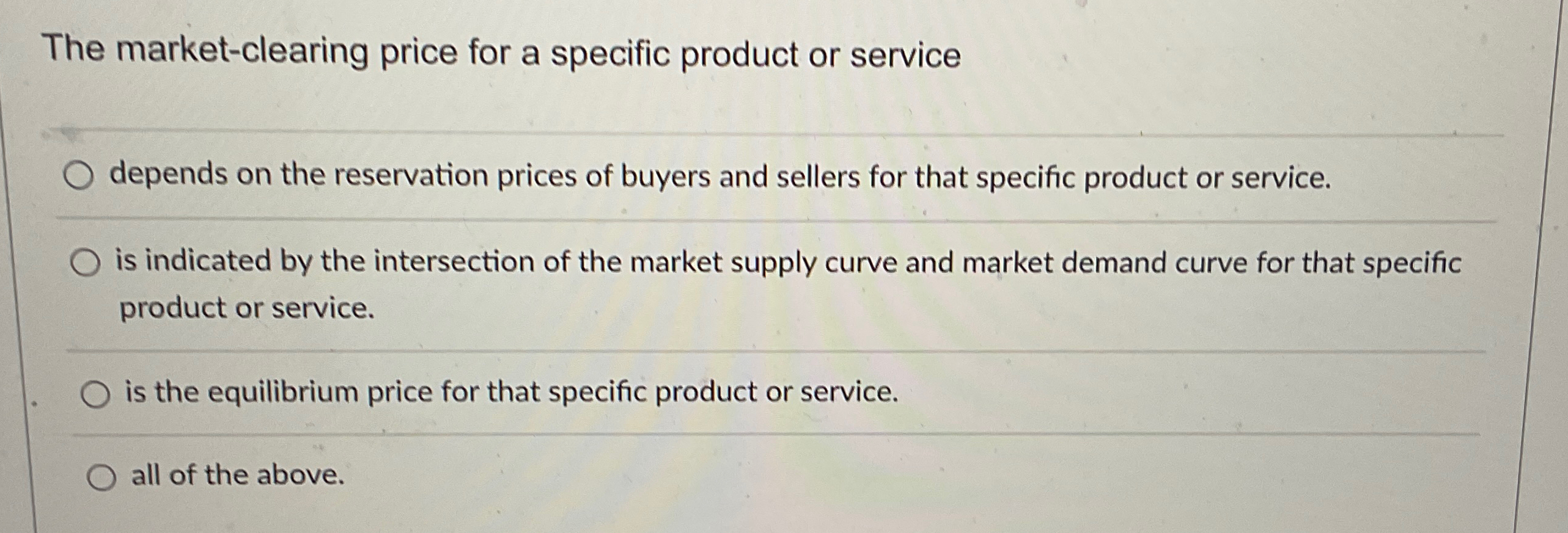 Solved The market-clearing price for a specific product or | Chegg.com