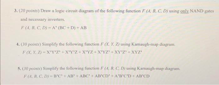 Solved 3. (20 points) Draw a logic circuit diagram of the | Chegg.com