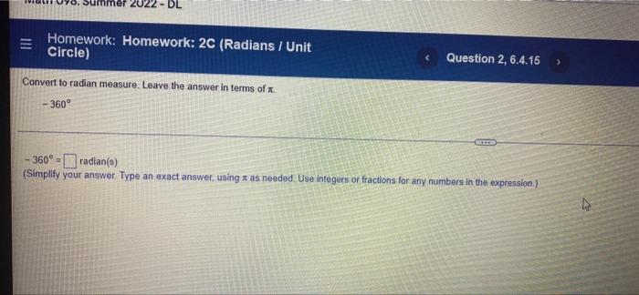 Solved 2022-DL Homework: Homework: 2C (Radians / Unit | Chegg.com