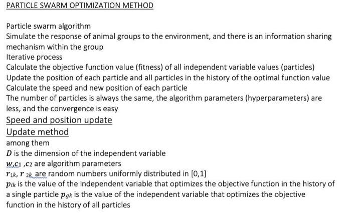 PARTICLE SWARM OPTIMIZATION METHOD Particle swarm | Chegg.com