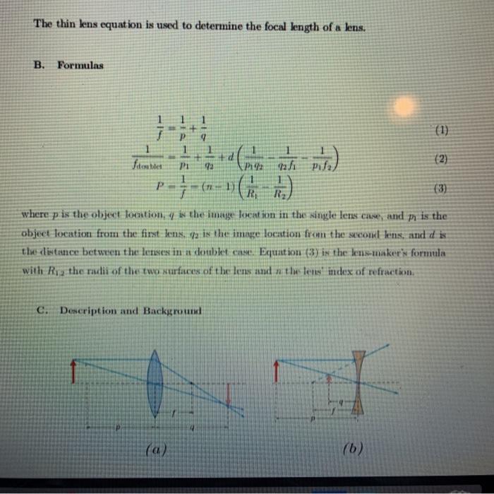 Solved 4. Calculate the percent error for lens A, assuming | Chegg.com