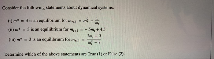 Solved Consider the following statements about dynamical | Chegg.com