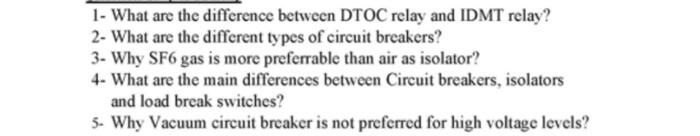 Solved 1- What are the difference between DTOC relay and | Chegg.com