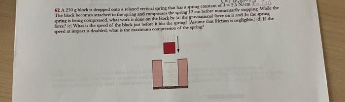Solved 62 A250 g block is dropped onto a relaced sertiral | Chegg.com