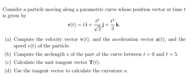 Solved Consider a particle moving along a parametric curve | Chegg.com