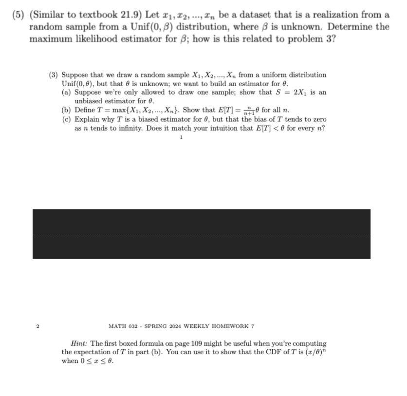 Solved (5) (Similar to textbook 21.9) ﻿Let x1,x2,dots,xn ﻿be | Chegg.com