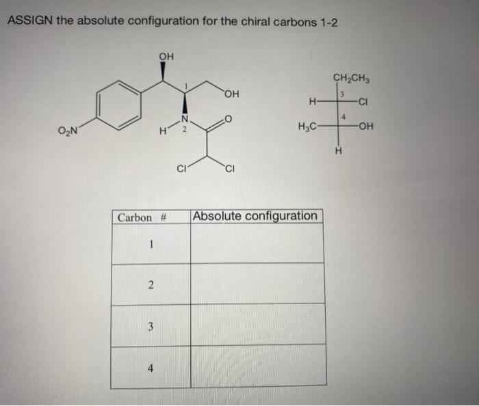 Solved ASSIGN the absolute configuration for the chiral | Chegg.com