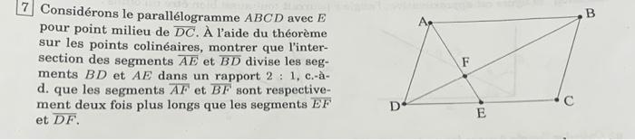 Solved Consider the parallelogram ABCD with Efor midpoint of | Chegg.com