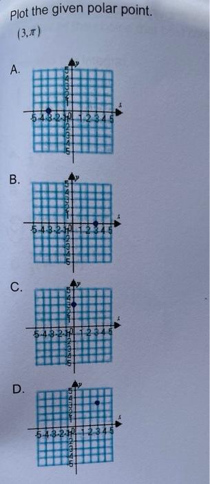 Solved plot the given polar point. (3,π) A B. C. D. | Chegg.com