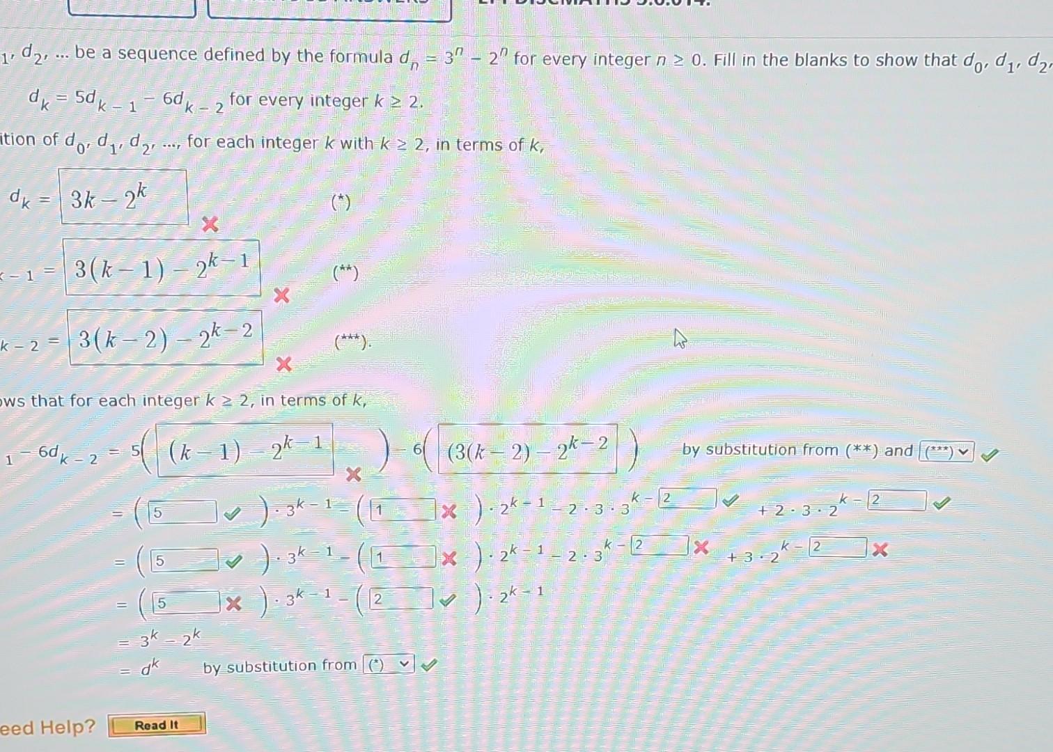 Solved 1,d2,… be a sequence defined by the formula dn=3n−2n | Chegg.com