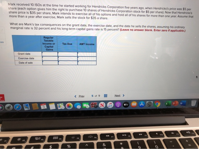 Solved Mark received 10 ISOs at the time he started working | Chegg.com