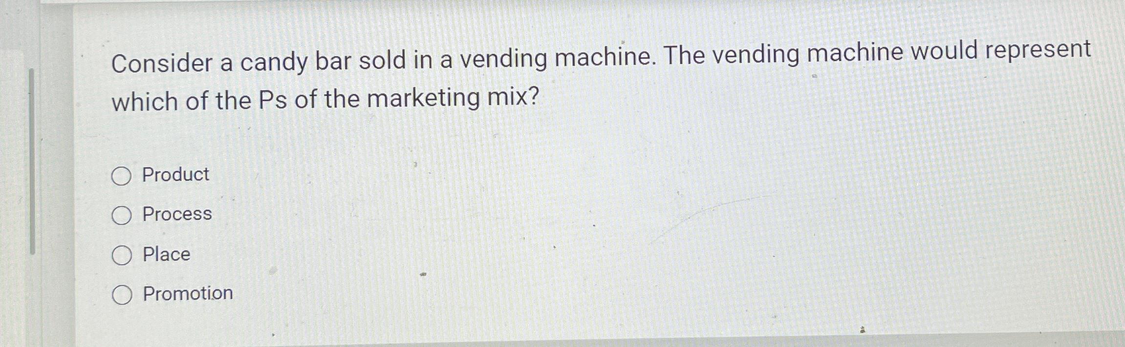 Solved Consider a candy bar sold in a vending machine. The | Chegg.com