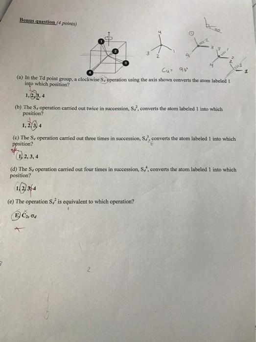 Solved Bonus question (4 points) (a) In the Td point group, | Chegg.com
