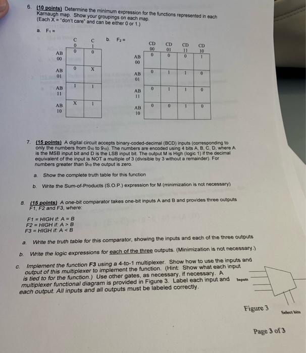 Solved 6. (10 points) Determine the minimum expression for | Chegg.com