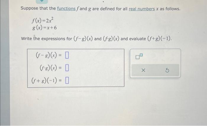 Solved Suppose that the functions f and g are defined for | Chegg.com
