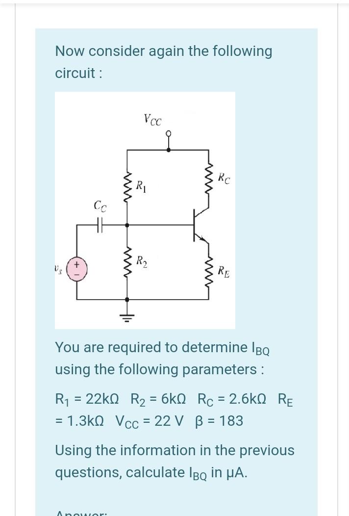 Solved Now consider again the following circuit : VCC w ww | Chegg.com