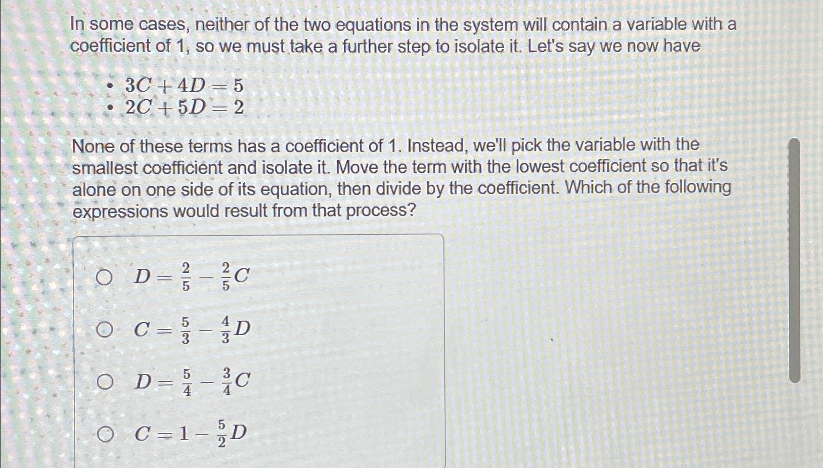 Solved In some cases, neither of the two equations in the | Chegg.com