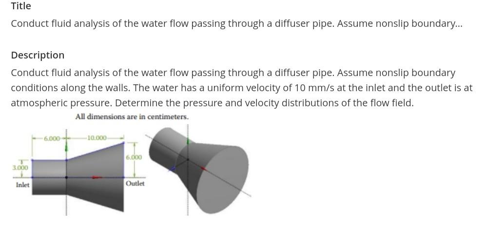 Solved TitleConduct fluid analysis of the water flow passing | Chegg.com