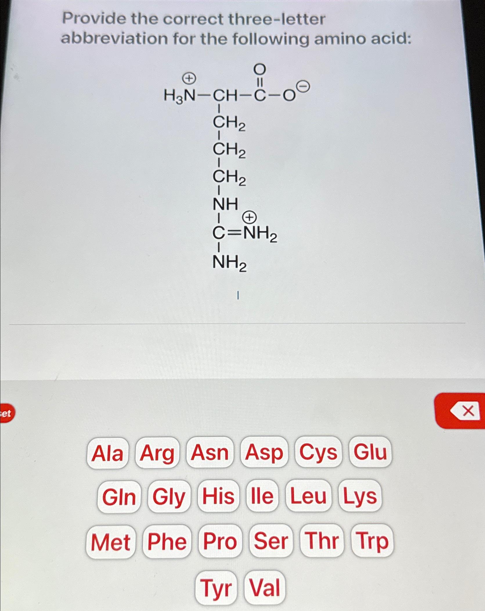 Solved Provide the correct three-letter abbreviation for the | Chegg.com