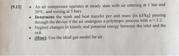 Solved An air compressor operates at steady state with air | Chegg.com