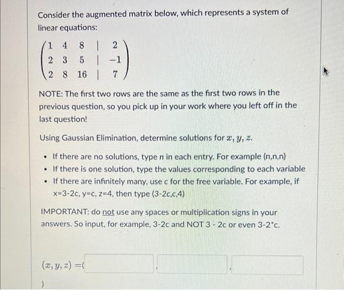 Solved Consider the augmented matrix below, which represents | Chegg.com